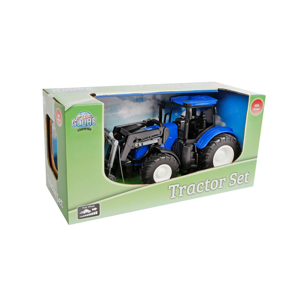 Kids Globe tractor met frontlader - blauw
