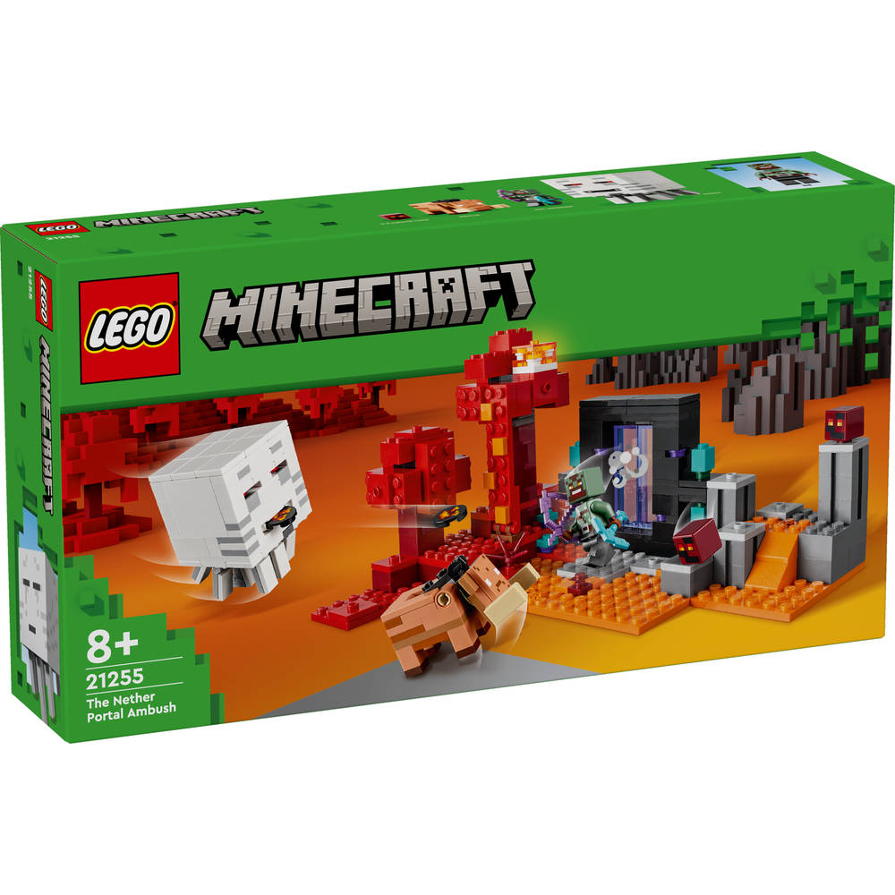 LEGO Minecraft hinderlaag bij het Nether-portaal 21255