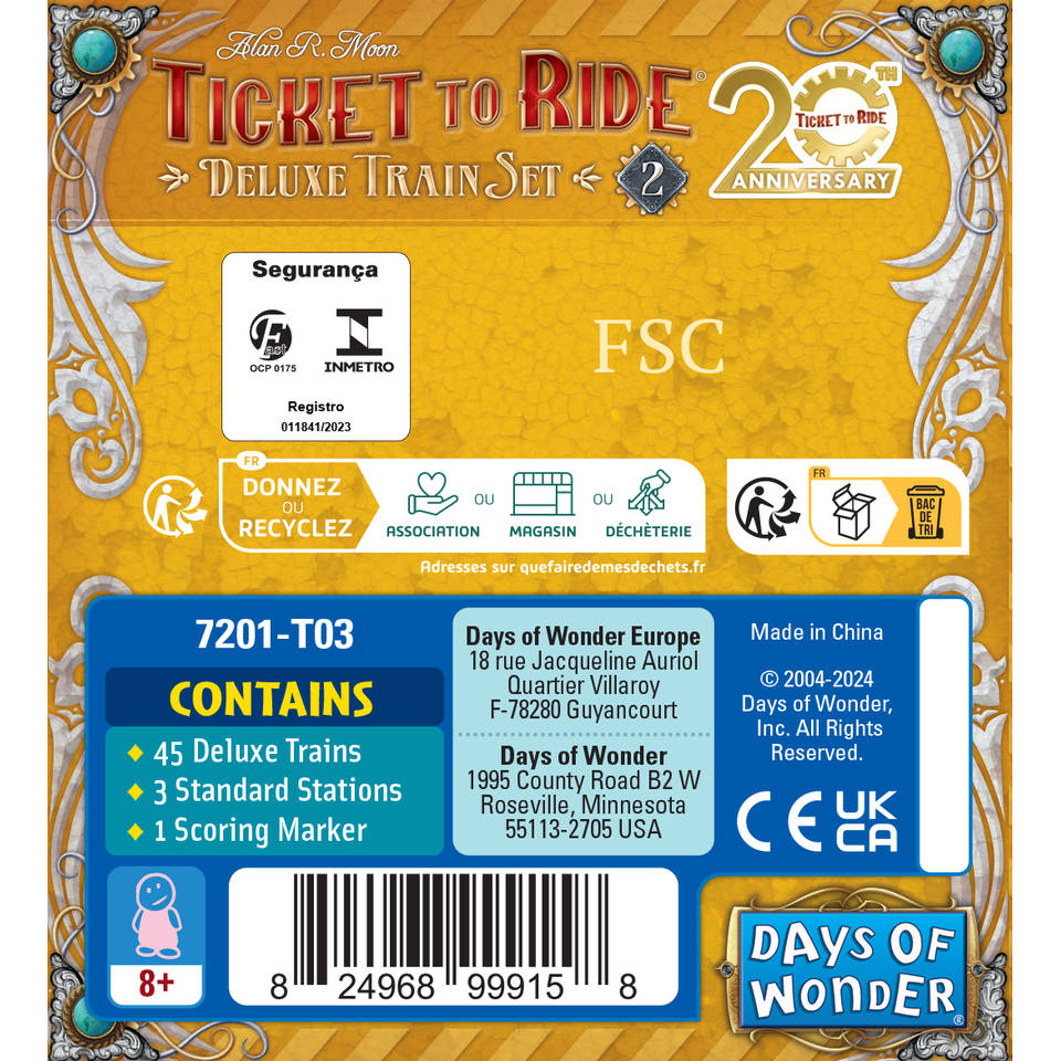 Ticket to Ride 20th Anniversary Deluxe Train set - geel