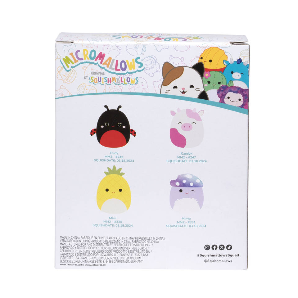 Micromallows Squishmallows knuffel 4-pack Minya - 6 cm