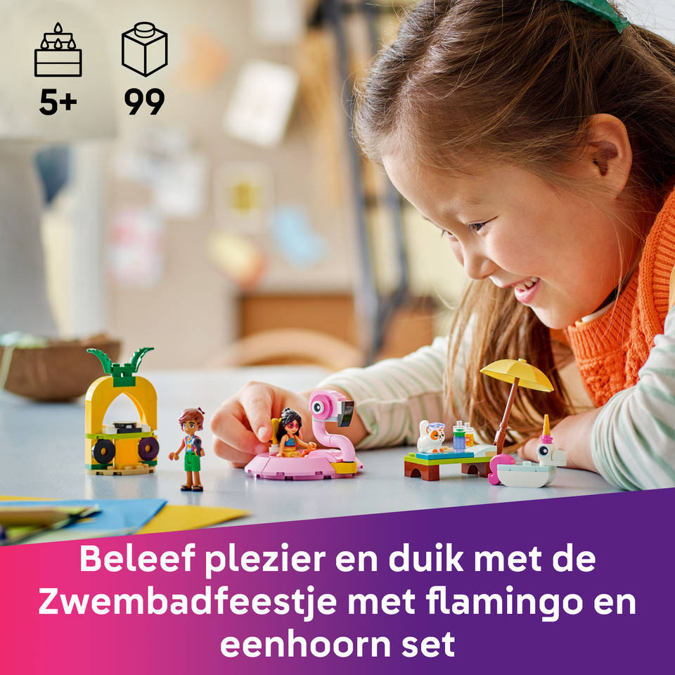 LEGO Friends zwembadfeestje met flamingo en eenhoorn 42658